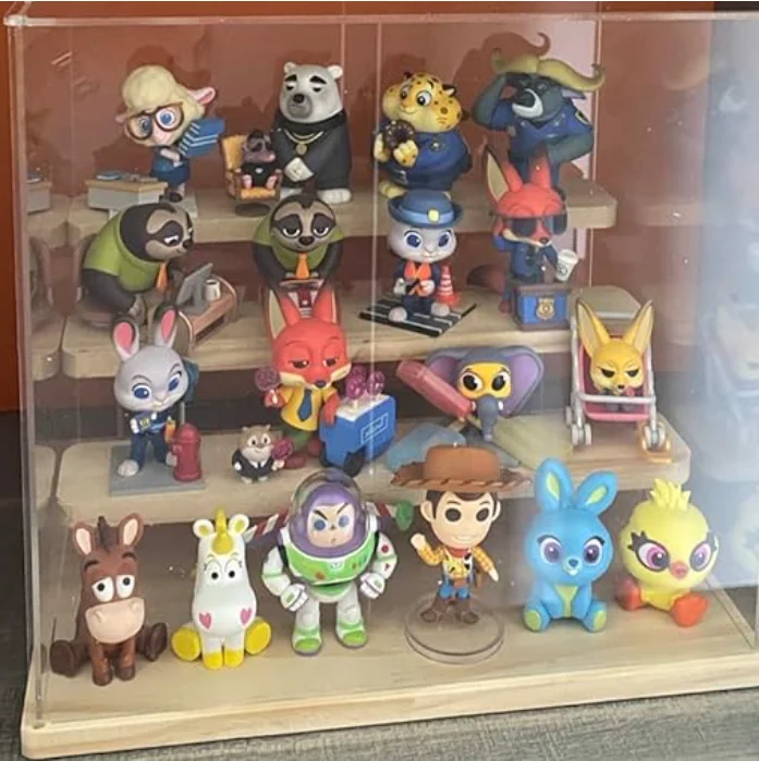 Natural Wood Doll Popmart Collection Storage Shelf Acrylic Blind Box ...