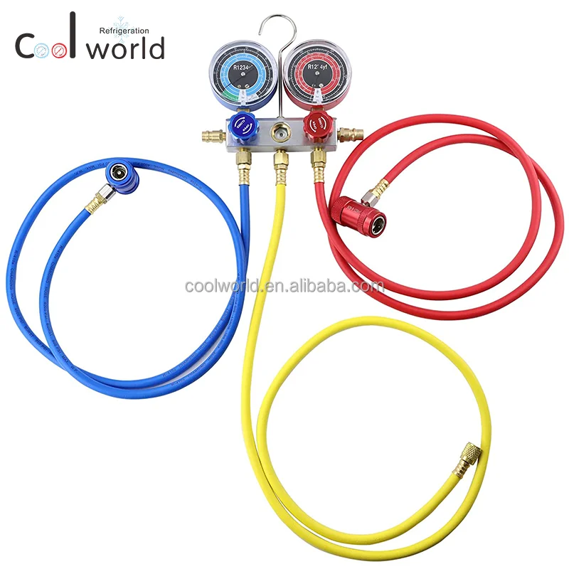 R1234yf歧管仪表组3路空调制冷剂加注组，带快速耦合器| Alibaba.com