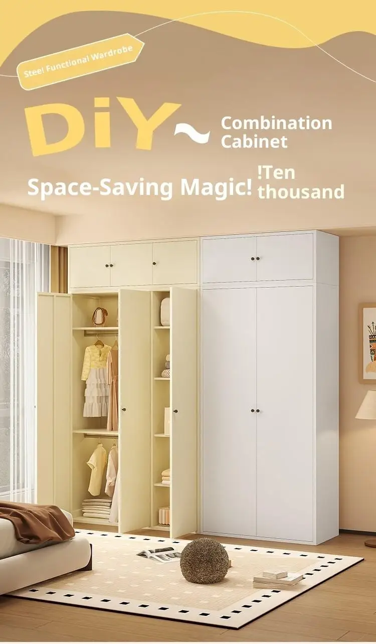Modern Steel Bedroom Wardrobe Cabinet with Detachable Design Portable ...