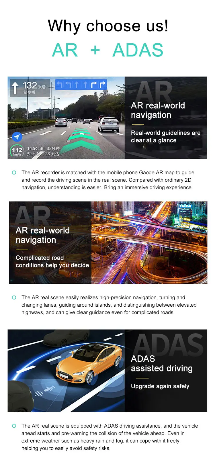 4K Car Dash Camera with Motion Detection & ADAS AR System