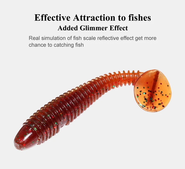 7 Colors Maggots Threaded T Tail 6cm 7cm 8cm Bass Artificial Bionic ...
