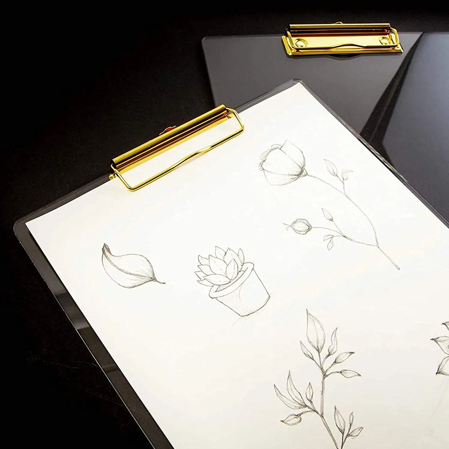 Clear Acrylic Clipboard With Gold Clip Modern Design Desktop Stationery ...