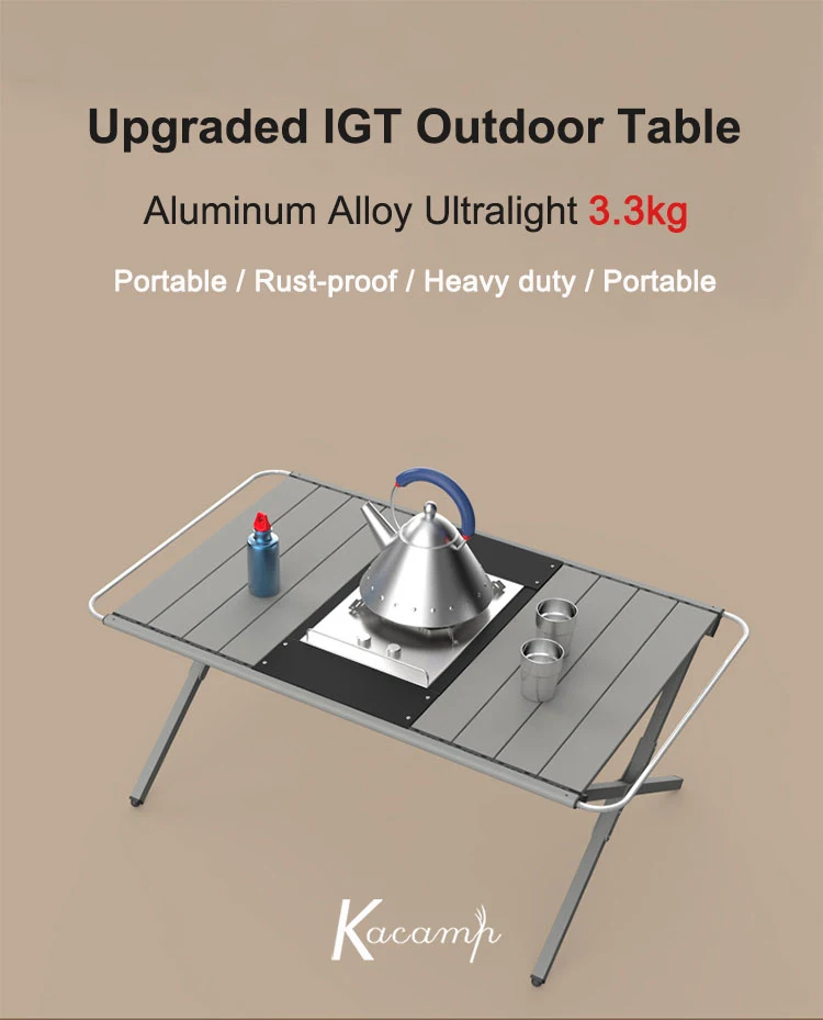 Folding Table Camping Outdoor Portable Aluminum Egg Roll Up Connect Long Light Low Igt Stove ...