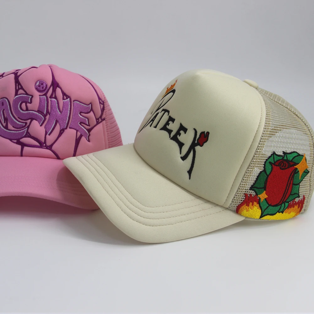 Wholesale 5 Panel Trucker Mesh Cap Custom Men Foam Mesh Embroidery 3D ...