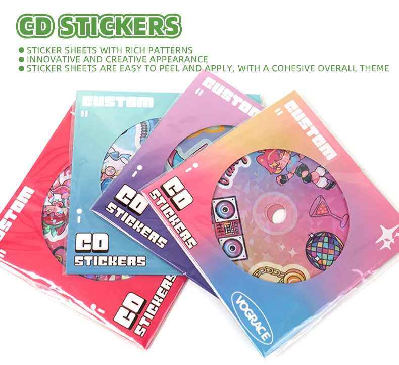Vograce New Arrival Custom Vinyl Sticker Waterproof Die Cut Sticker CD ...