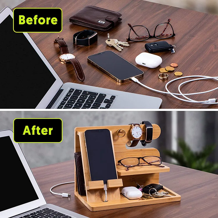 Bamboo Phone Docking Station - Stylish & Functional Gift