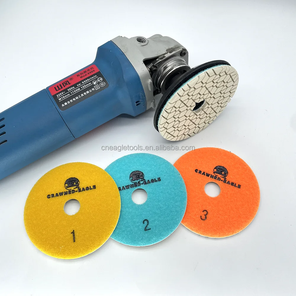Crawnedeagle Supper Quality 100mm Diamond Polishing Pads 3 Step Hybrid ...