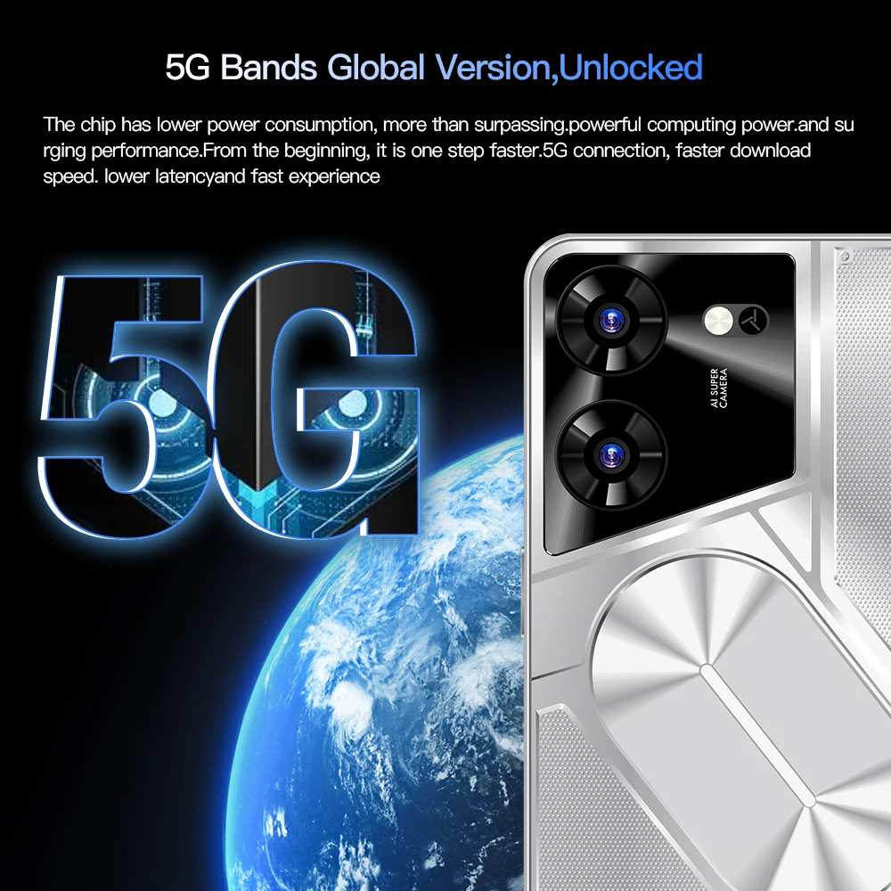 New Design 5g Smartphone 7.3 Inch 16gb+1tb 6800 Mah Original Pova 5 Pro Mobile Phone Hot Selling ...