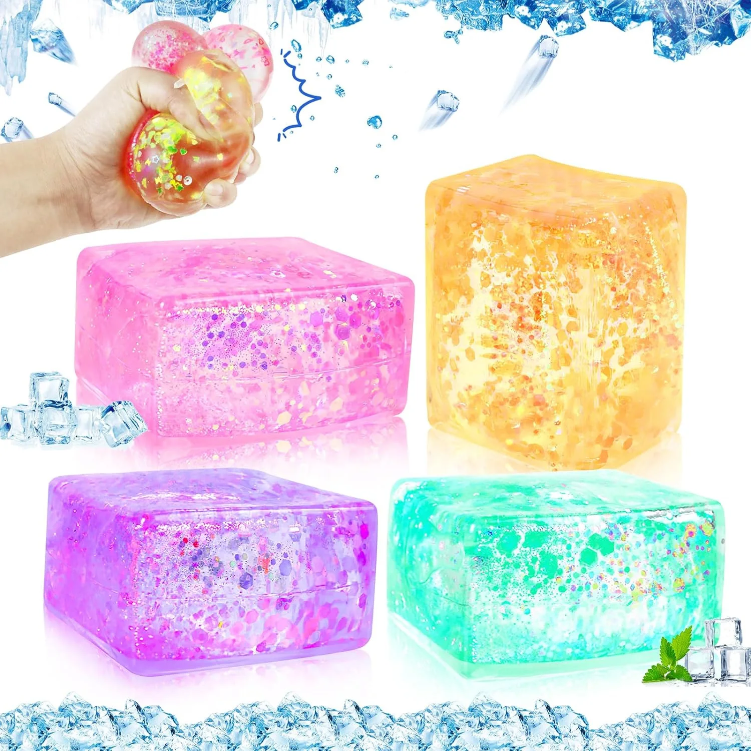 Gl Ttending Products Stress Relief Ball Ice Cube Sensory Toys Fidget ...