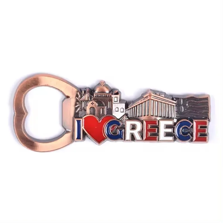 Custom Greece City Tourism Souvenir Magnet Metal Bottle Opener Fridge ...