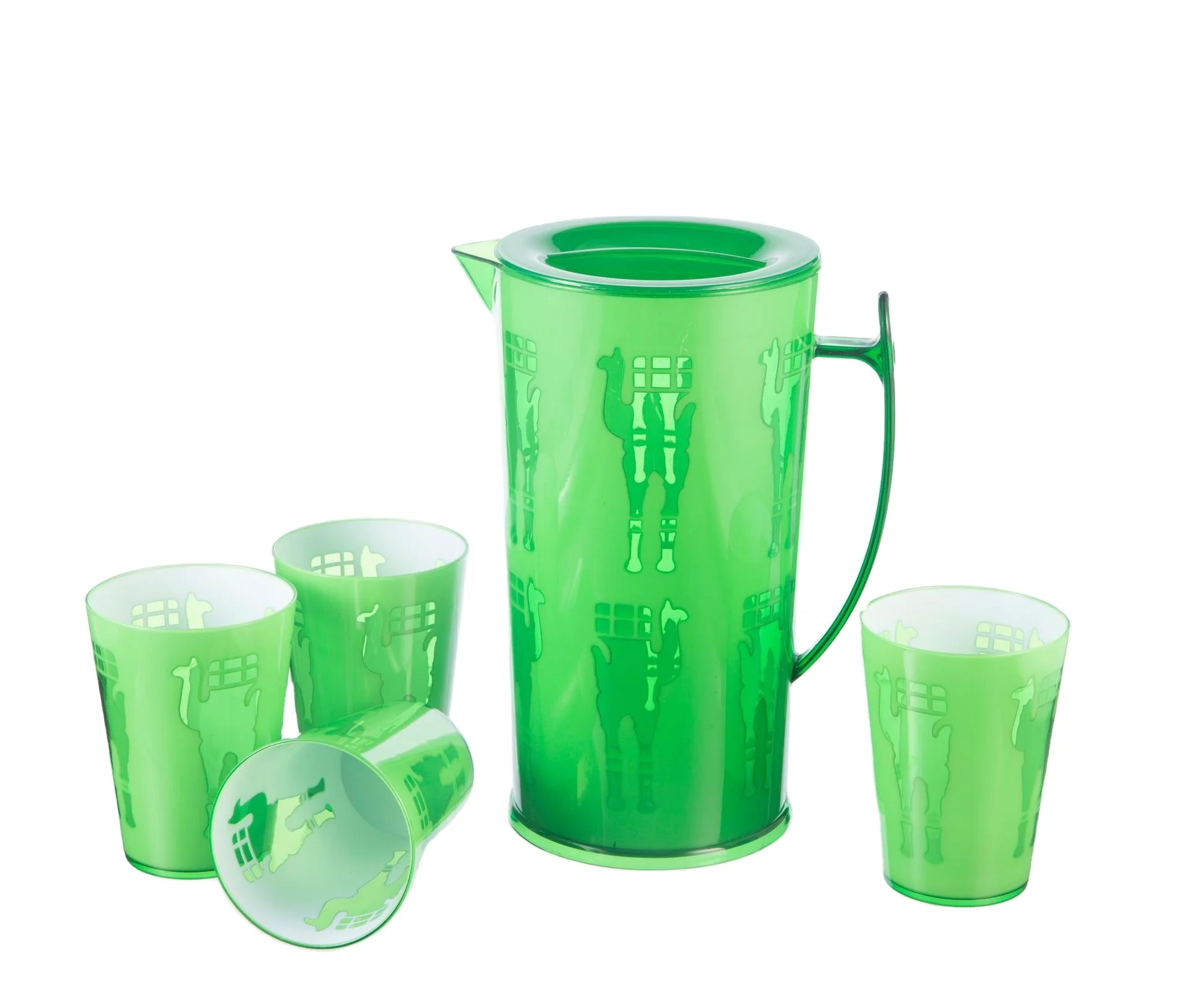 Pitcher With Lid And 4 Tumbler Drinkware Set Clear Plastic Ps Modern ...