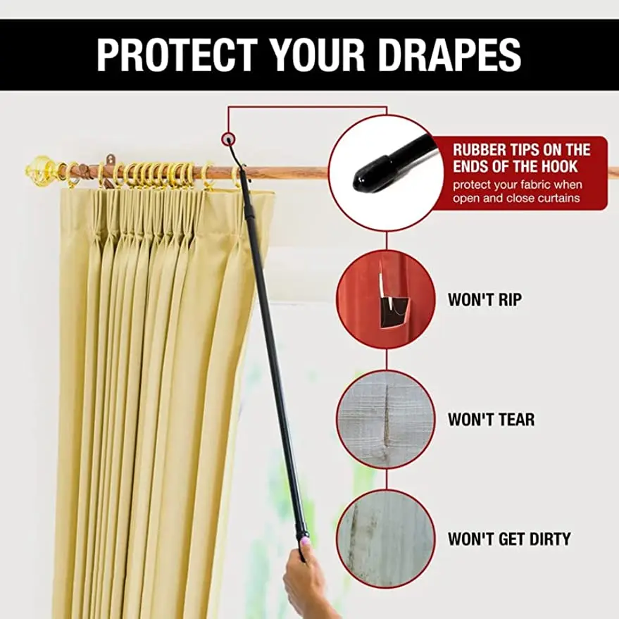 Drapery Pull Rod - The Original Universal Telescoping Drapery Pull Rod ...