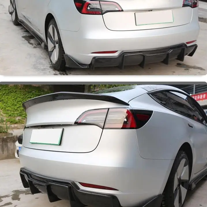 Carbon Fiber Rear Diffuser for Tesla Model 3 Sedan 4-Door 2016-2020 ...