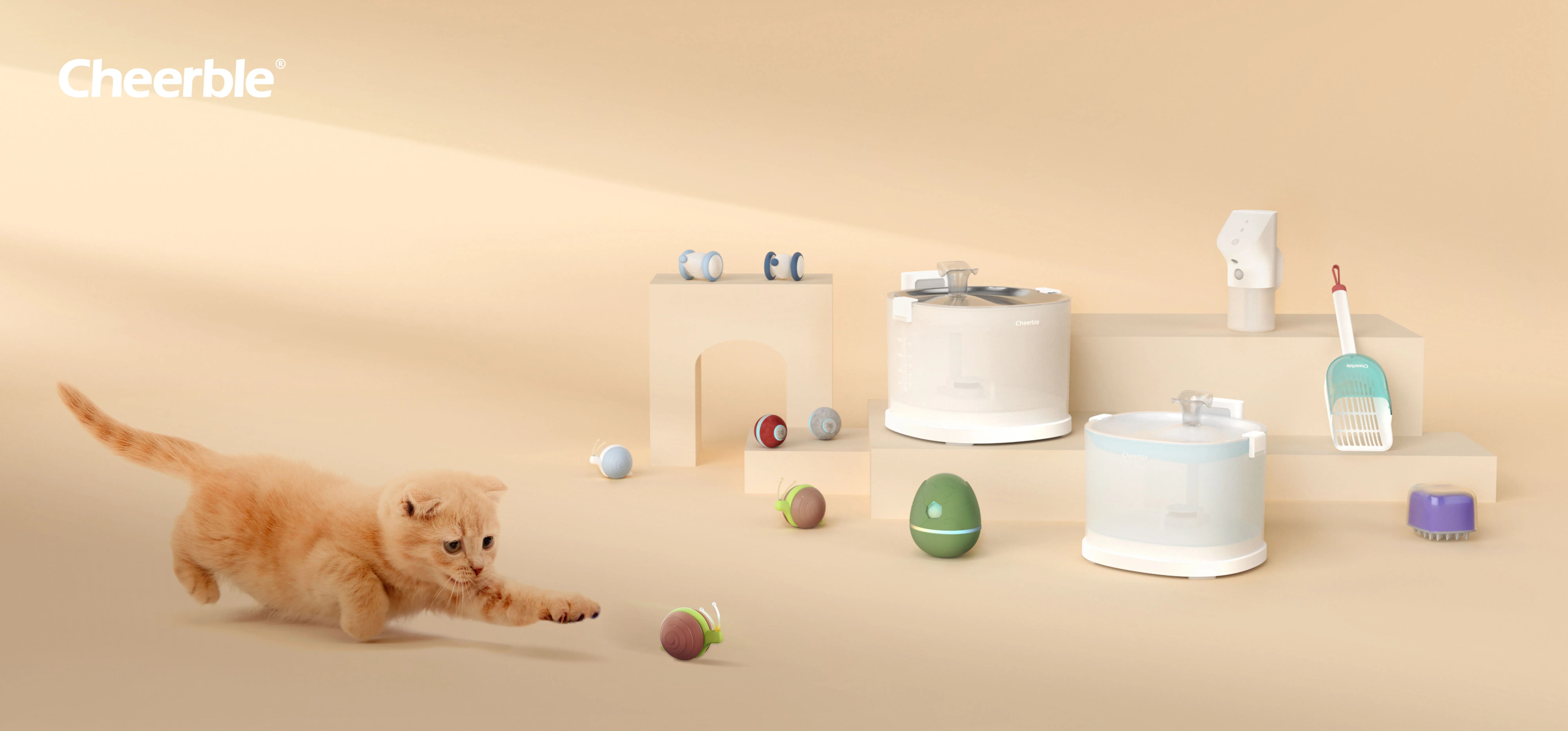 Cheerble Modern USB Cat Water Fountain Portable Clean Pet Fountain with ...