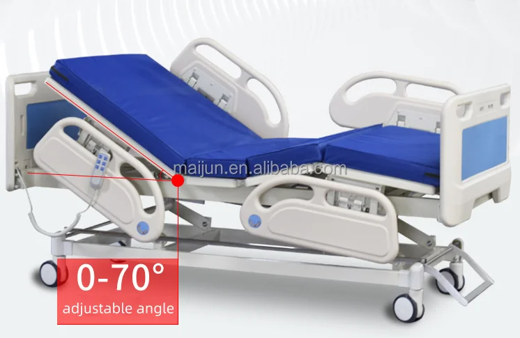 Adjustable ICU Patient Bed with 3 Crank Motorized Function