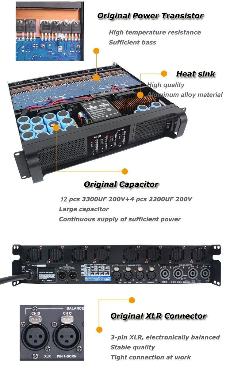 Switching Power Amplifier 1350w 4CH 2U Professional Sound Power ...