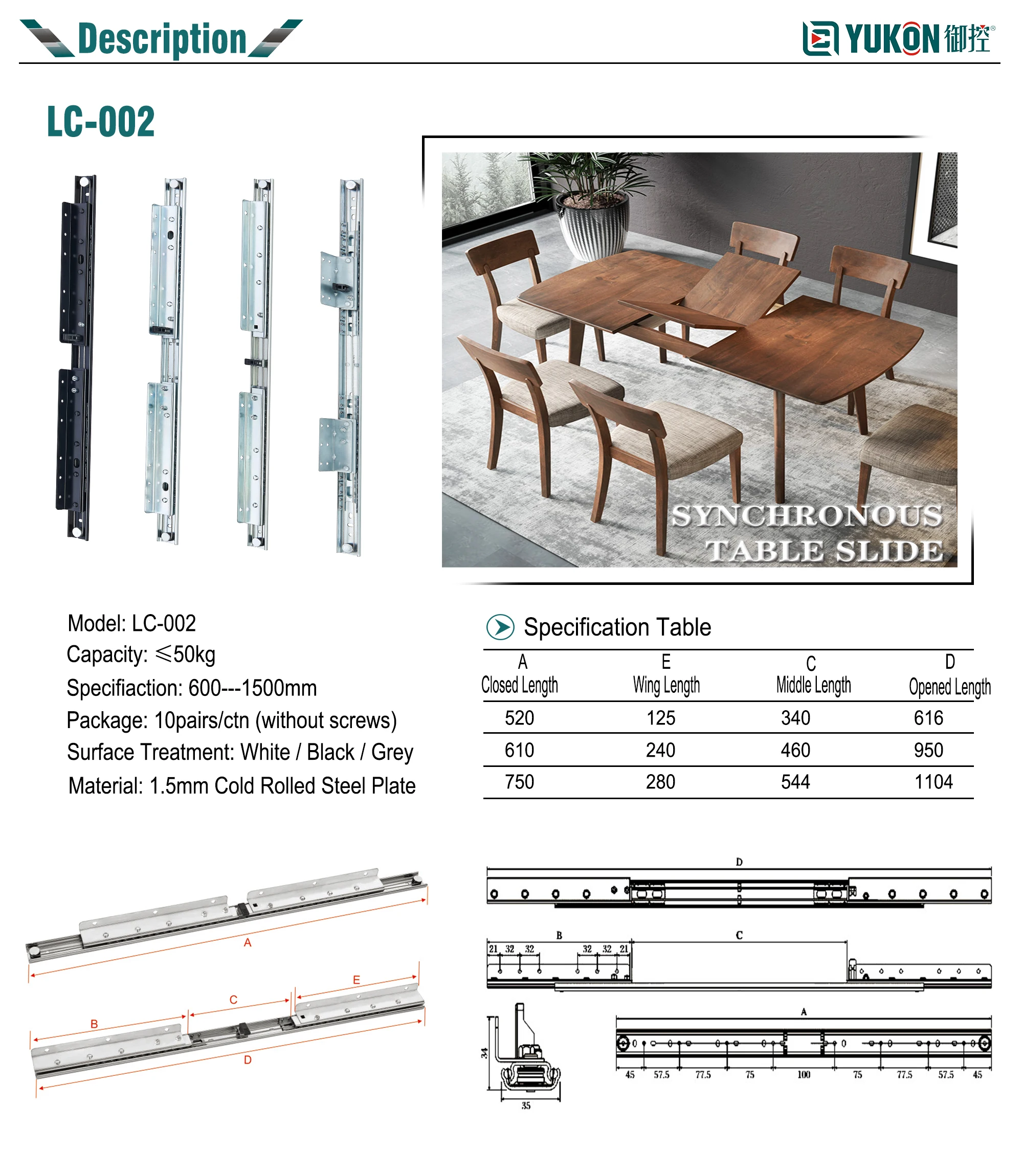 Customer Made Equalizer Dining Table Extension Slides - Buy Equalizer ...