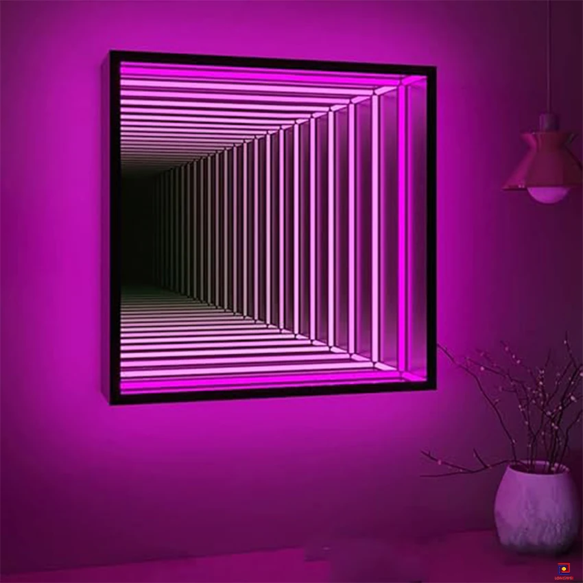 Modern Infinity Mirror LED Wall Light - Multi-Color Changing Decorative ...