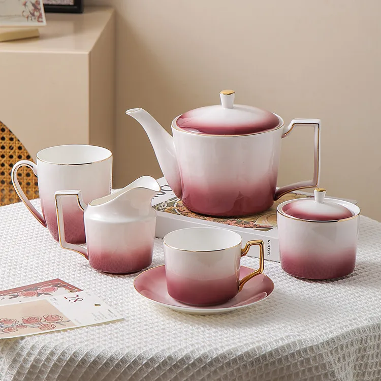 European Exquisite Modern Afternoon Tea Cup Teapot Set With Milk Pot ...