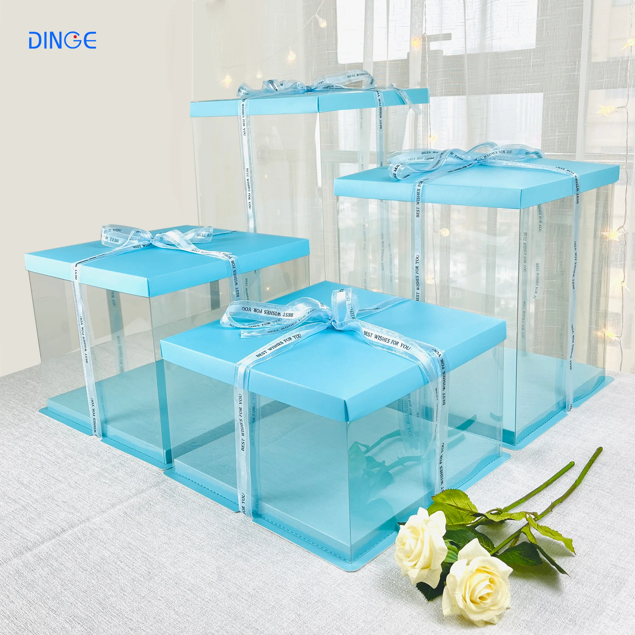 Customizable Tall Wedding Cake Box | Transparent Luxury Packaging for ...