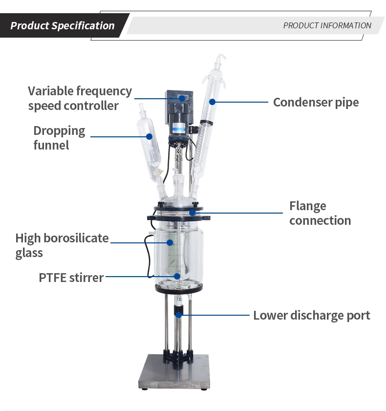 5L Jacketed Glass Reactor - Durable & Versatile Lab Equipment