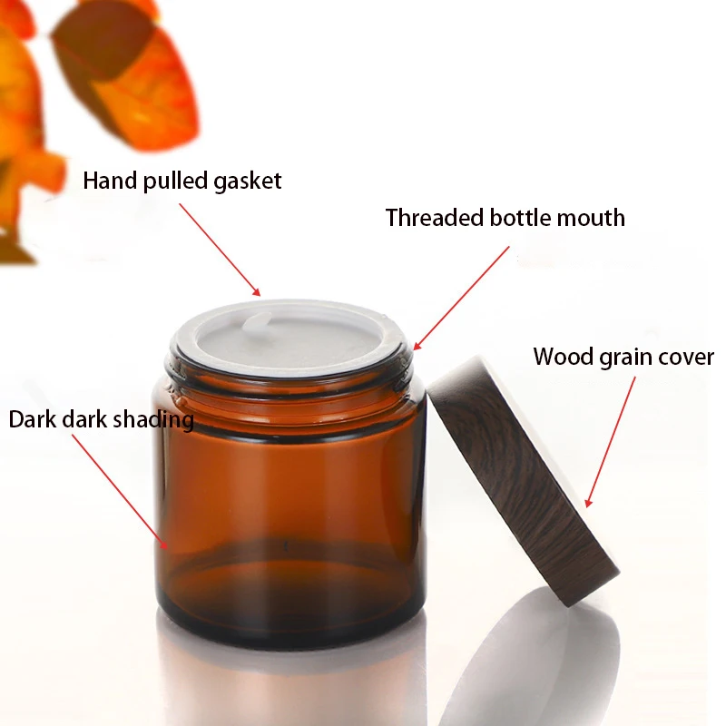 Wholesale Of Tea Colored Wood Grain Cap Glass Cream Bottles,High-end ...