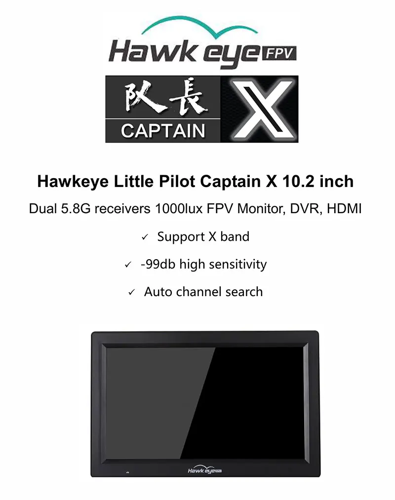 Hawkeye Little Pilot Captain X FPV Monitor for Drone Racing