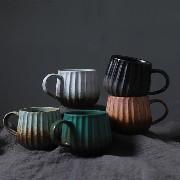 Vertical Stripe Design Pottery Vintage Style 13oz Latte Mug For Mother ...