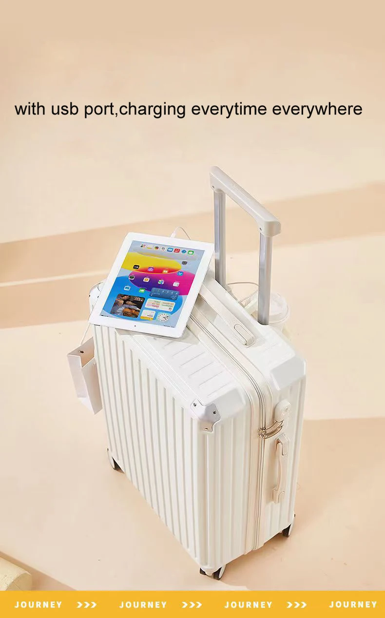 Smart Luggage Set with USB and Cup Holder - 360 Degree Wheels