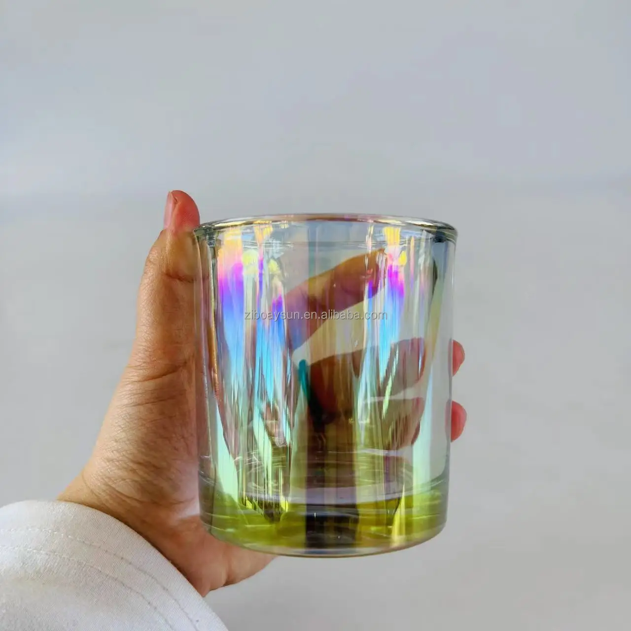 Custom Empty Thick Wall Shiny Iridescent Glass Candle Jars for Scent ...