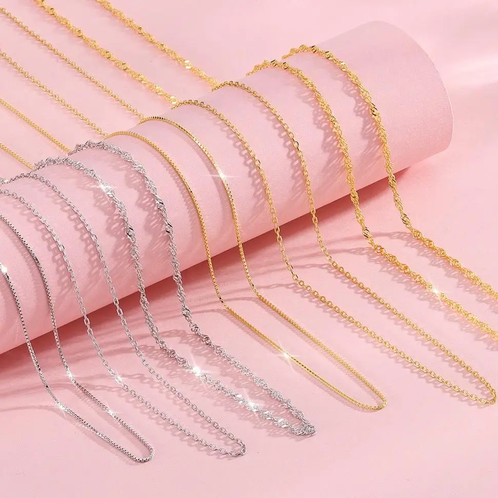 Exquisite 18K Gold/rose Gold/rhodium Plated 925 Silver Chains for Women