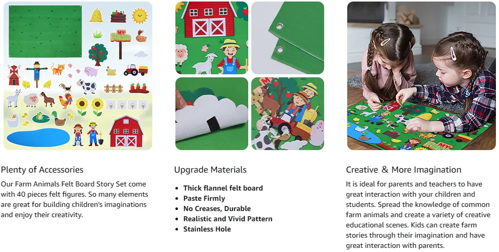 40pcs Farm Animals Felt Story Board Set for Toddlers