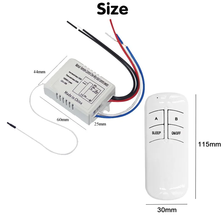 1way 2way 220V ON/OFF 433mhz RF Lamp Light Wireless Wall Remote Control ...