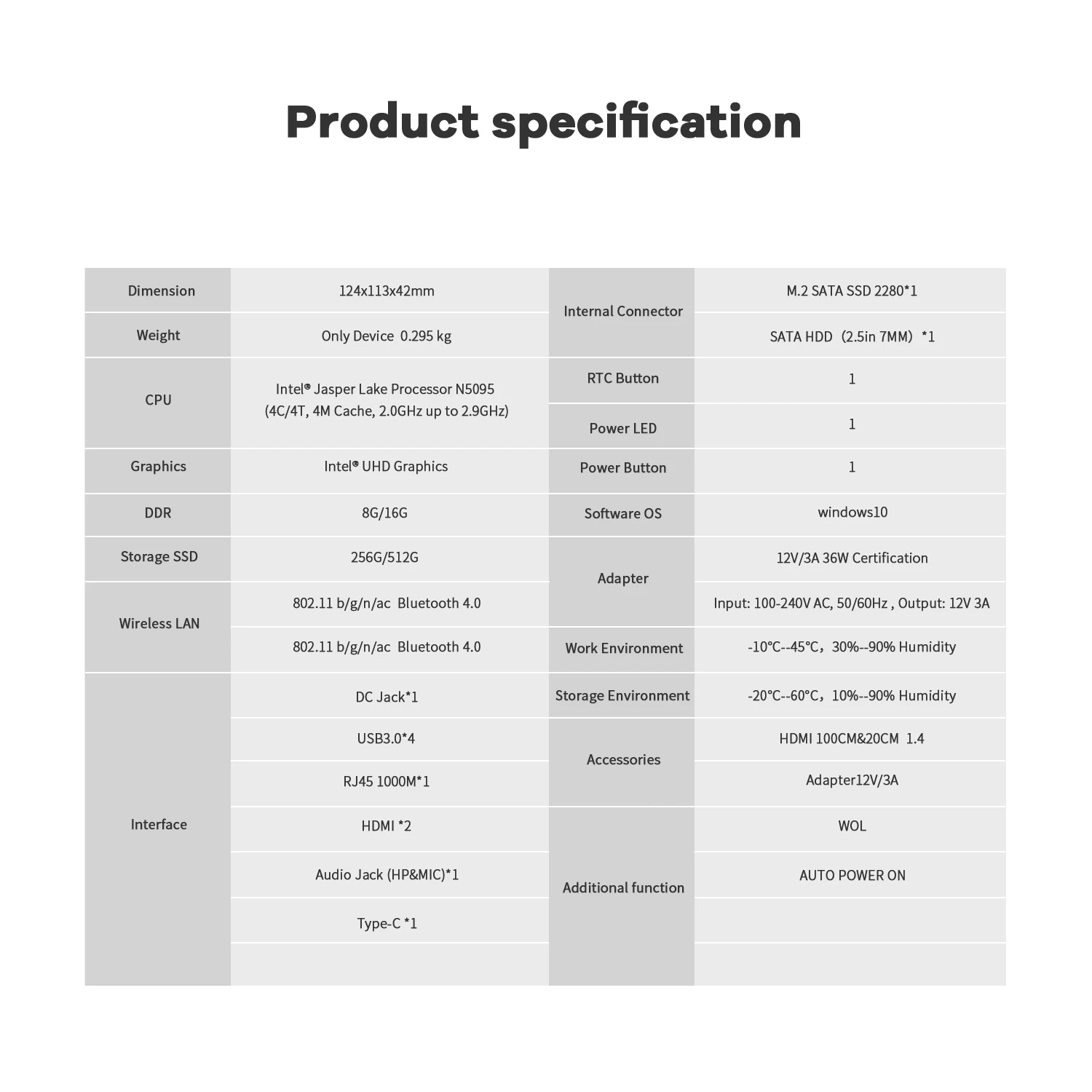 Mini PC Beelink U59 - Intel Core I5, 8GB RAM, 256GB SSD