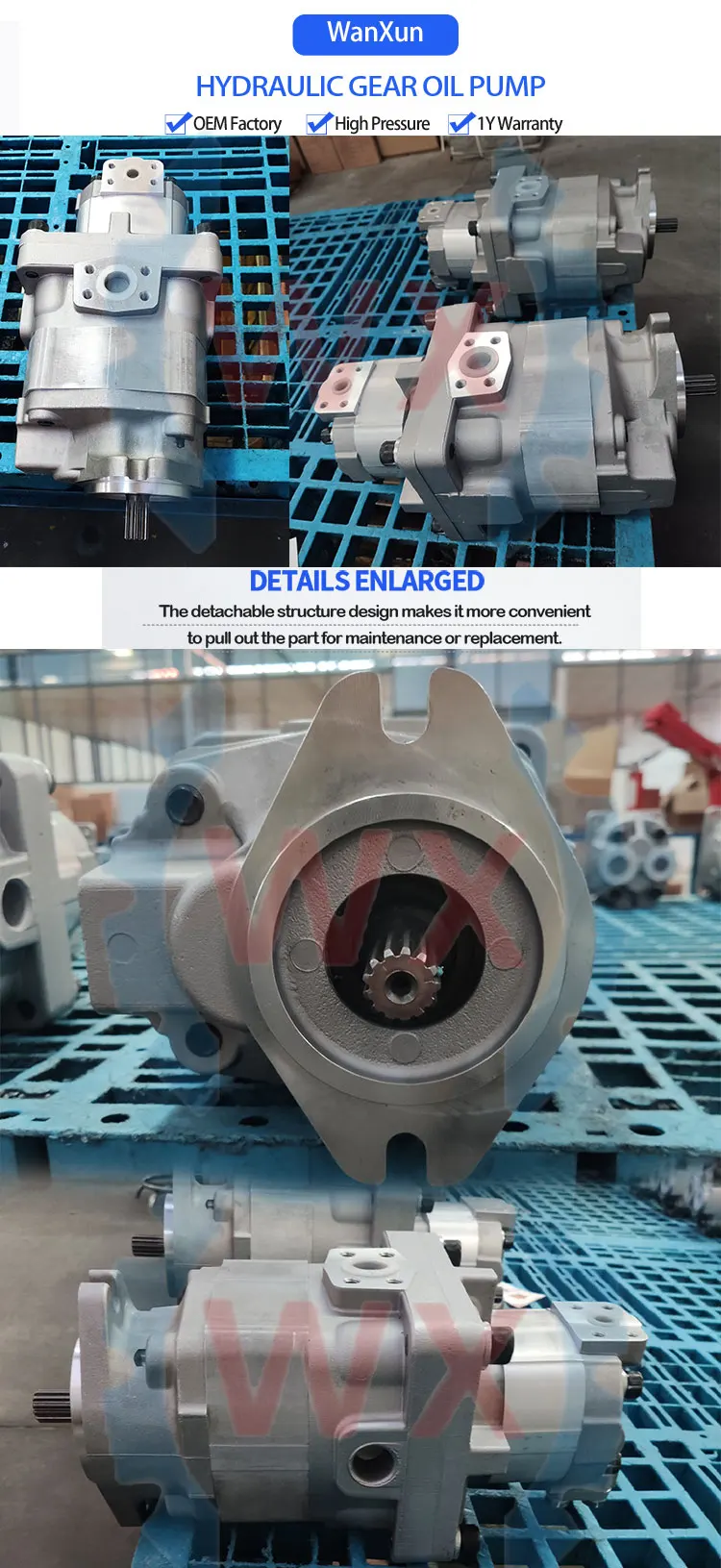 Wx Tandem Hydraulic Gear Pumps 705-51-30820 For Komatsu Wheel Loader ...