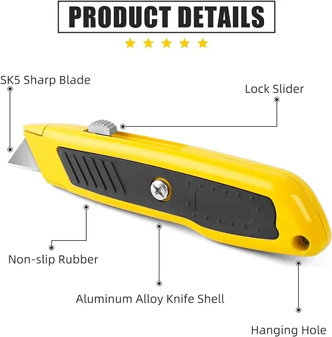 4-pack Box Cutter Utility Knife Heavy Duty Aluminum Shell Retractable ...