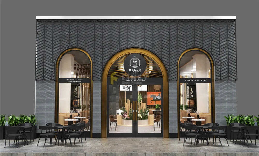 Custom Modern Coffee Shop Interior Design - Marble Counters