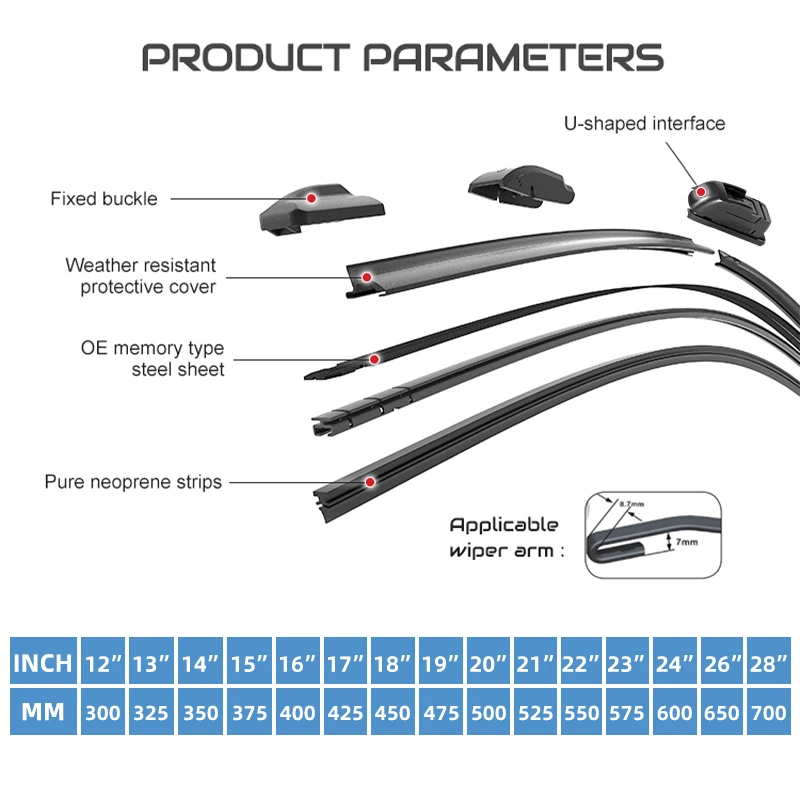 Hot Sale Windshield Car Wiper Blade 12 -28 Inch Windscreen Wiper For ...