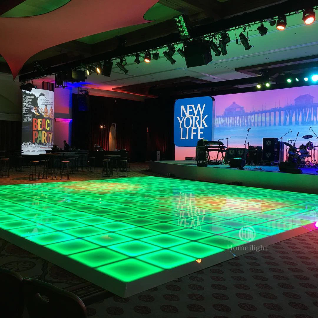 DMX512 Outdoor LED Dance Floor Panel Toughened Glass Dyeing Glossy ...