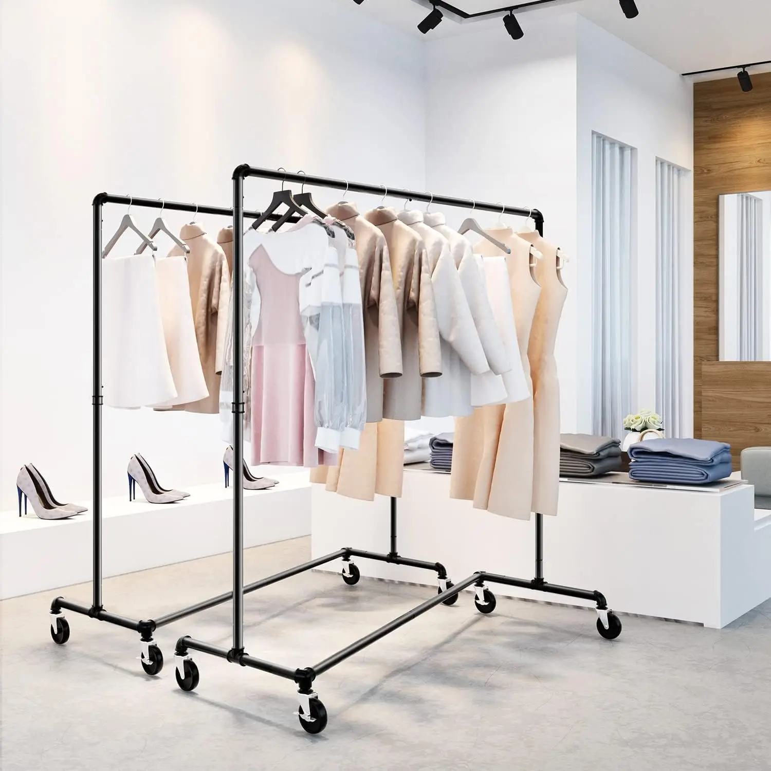 Alibaba.com: Industrial Pipe Clothing Rack on Wheels with Brakes, Heavy ...