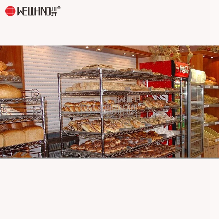 Supermarket Bakery Bread Display Rack With Wheels, NSF Wire Racks for ...