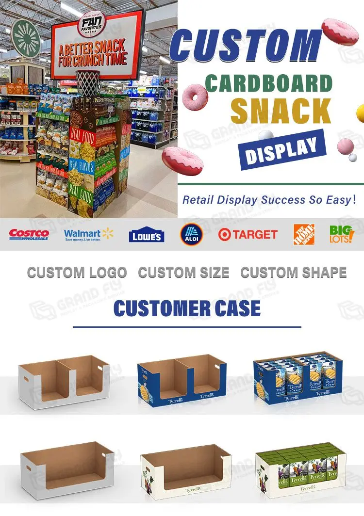 Custom Snacks Cardboard Display Stand - Eco-friendly