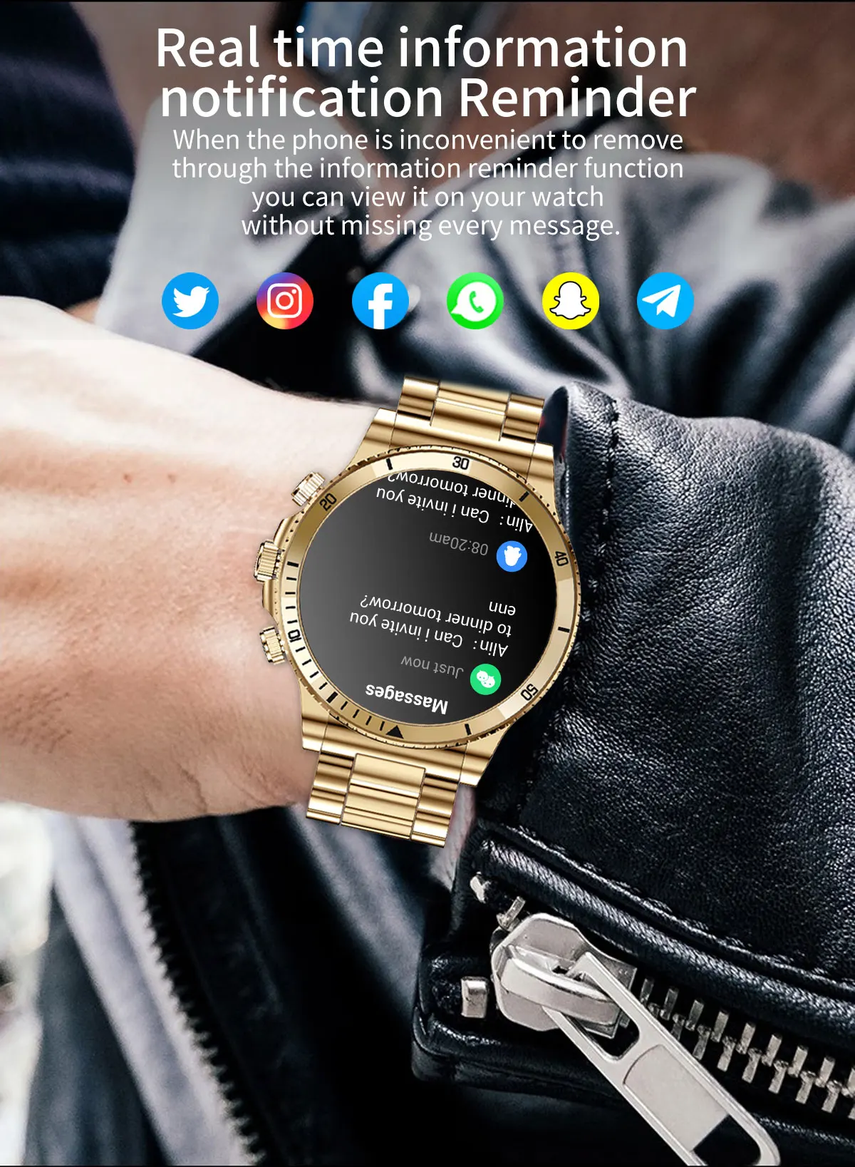 Gold Luxury L67pro Round Smart Watch Stainless Steel Gold Men Luxury ...