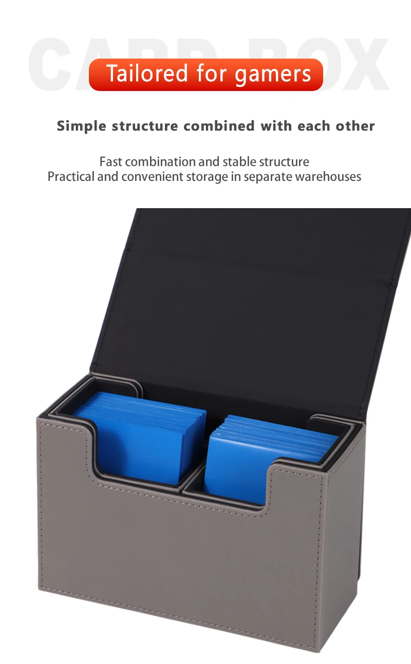 Standard Board Game Box Size - Magnetic Flip Leather Deck Boxes for Storage