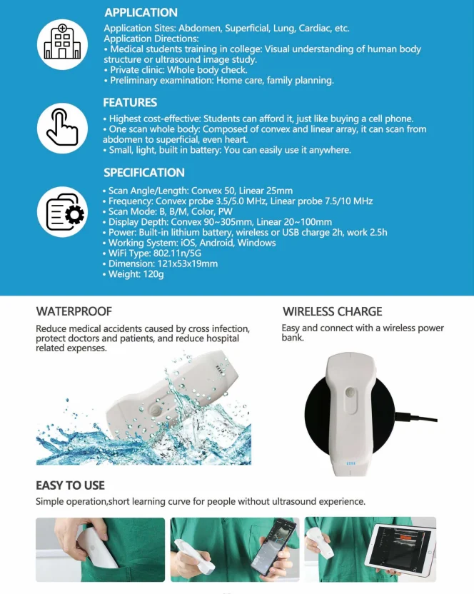 Highest Cost-Effective Double Probes Wireless Color Doppler Ultrasound ...