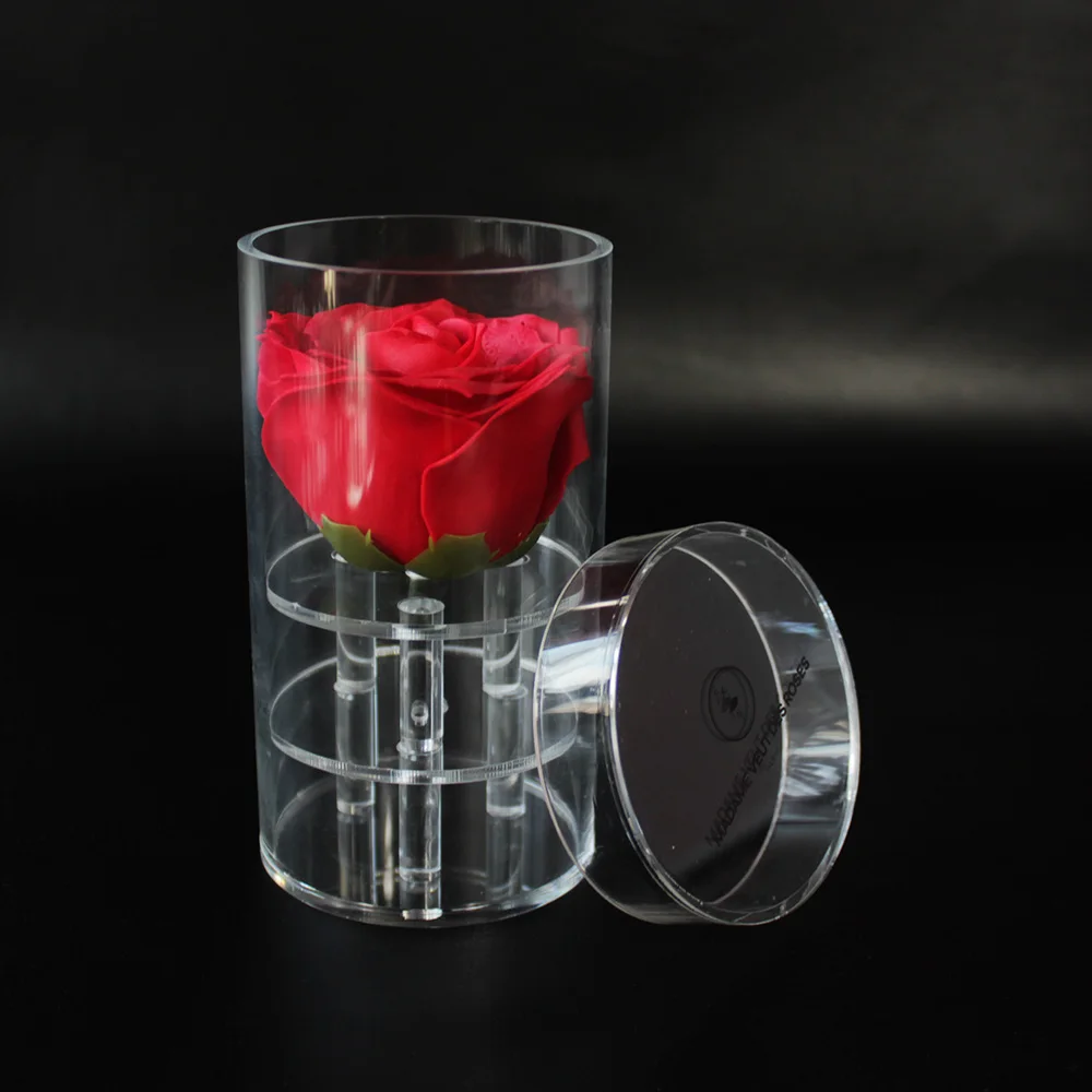 High Quality Transparent Preserved Rose Rectangle Packaging Box ...