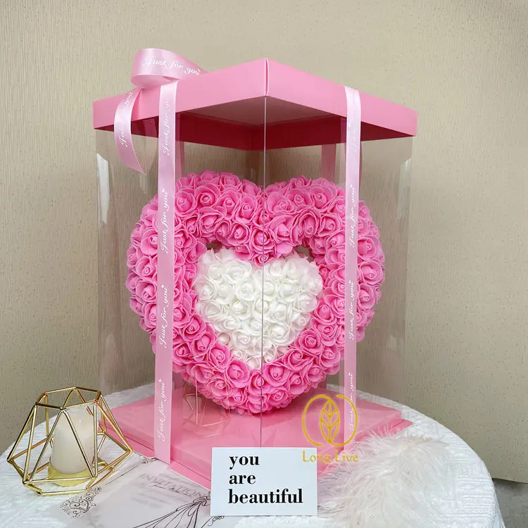 Valentines Day 2024 Foam Flower Rose Heart Love Gift Hearts Made Of ...