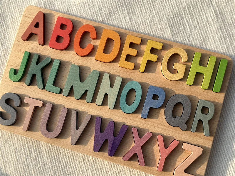 Rainbow Alphabet Puzzle - Educational Wooden Toys for Kids