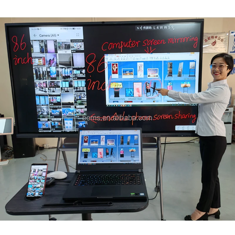 Benshi Classroom Meeting Room 55 65 75 Inch Lcd Touch Panel Smart Tv 4k ...