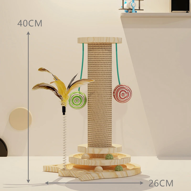 Interactive Cat Scratching Post with Leaky Feeding Ball